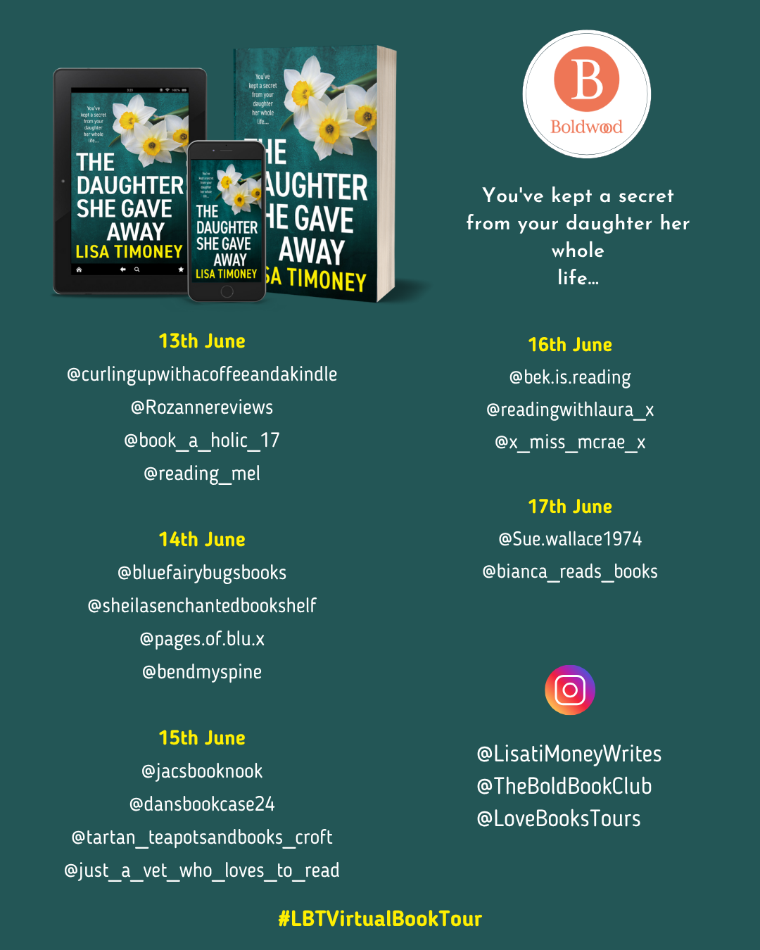 Follow the #Virtualbooktour for The Daughter She Gave Away by Lisa ...
